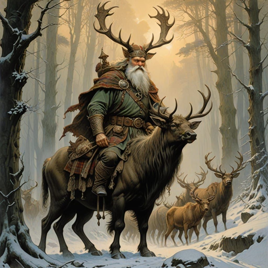 Celtic santa and his reindeer - Celtic santa and his reinde...