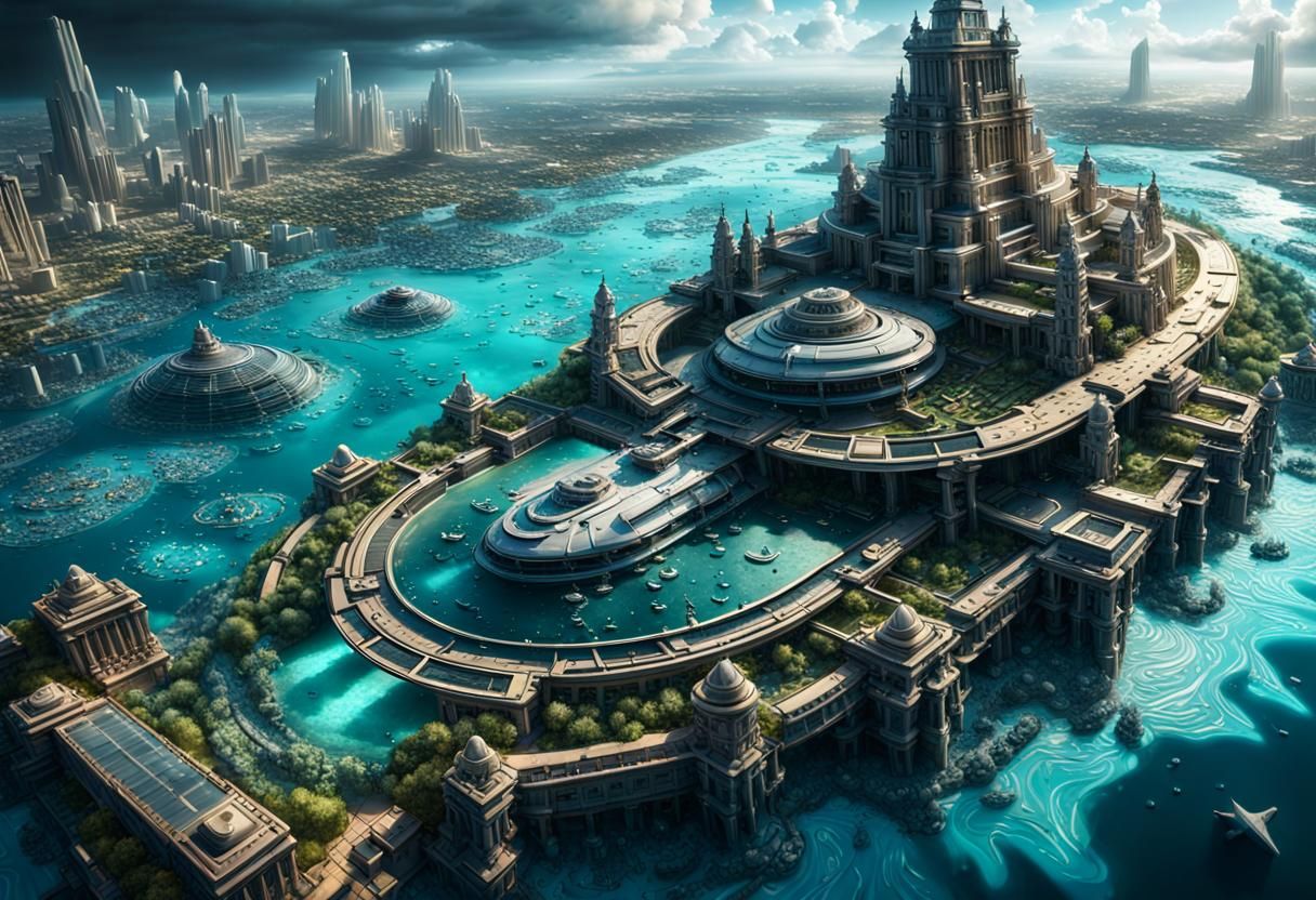 advanced city of atlantis - AI Generated Artwork - NightCafe Creator