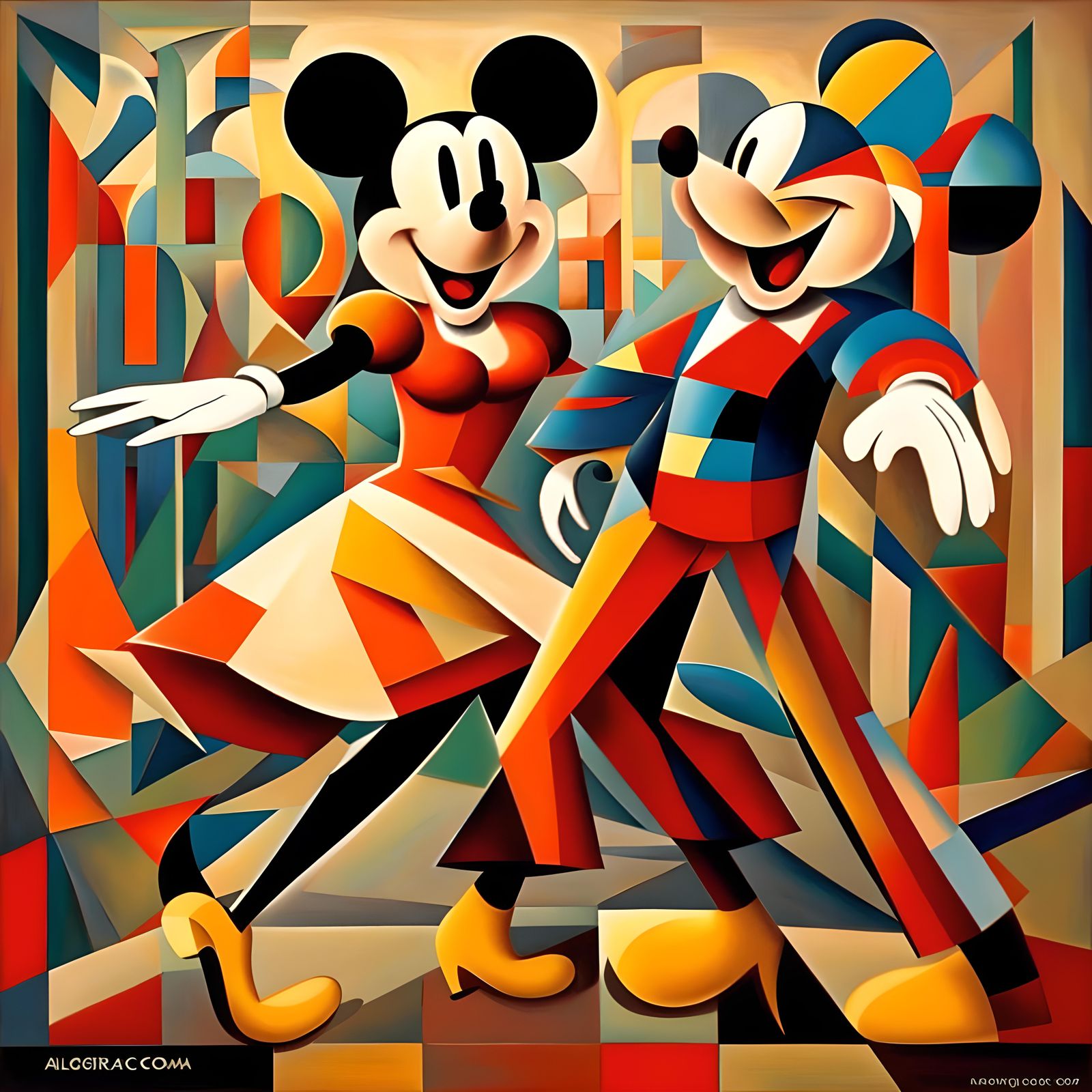 Mickey Mouse dancing with Minnie Mouse cartoony - AI Generated Artwork ...