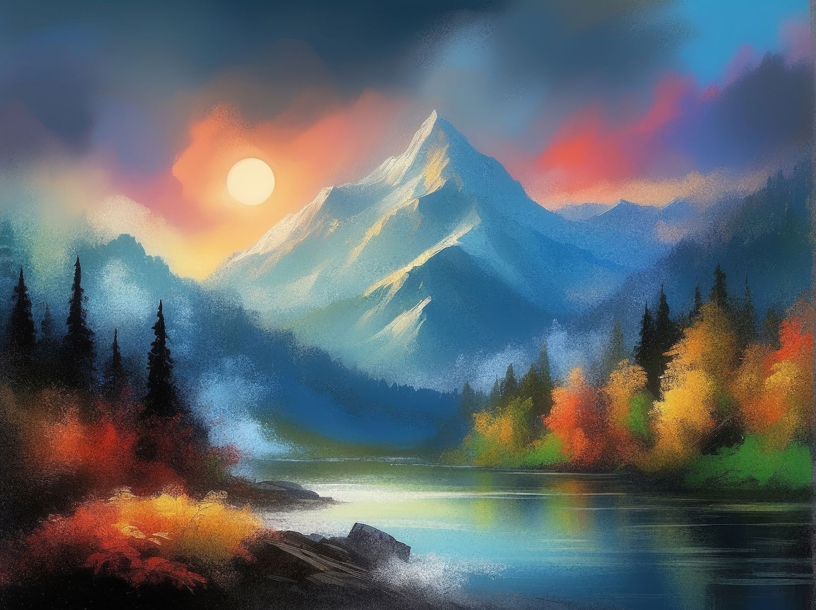 Brightly colored landscape painting - AI Generated Artwork - NightCafe ...
