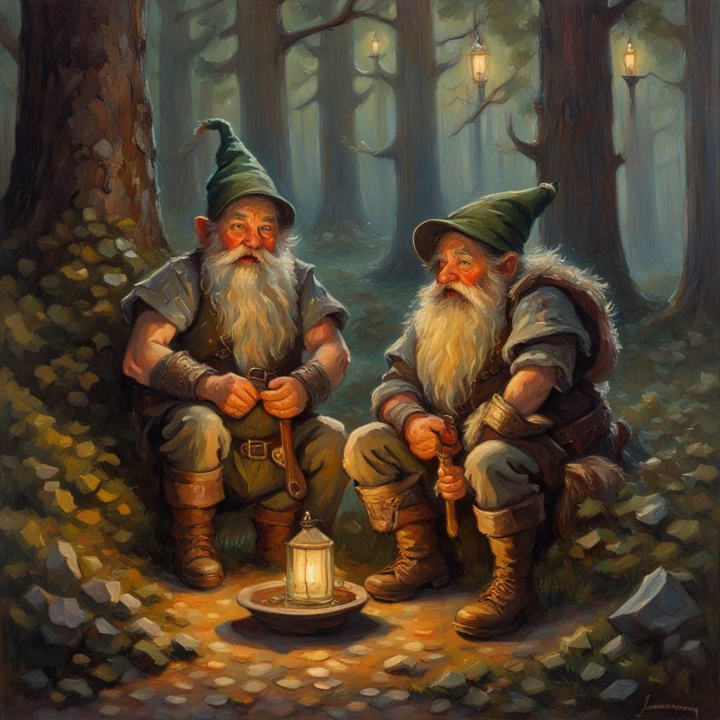 These two dwarves are in the forest, tired - AI Generated Artwork ...