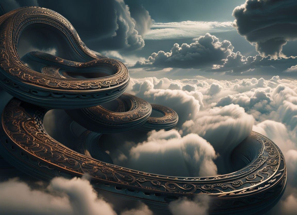 Great snake way emerging through the clouds - AI Generated Artwork ...