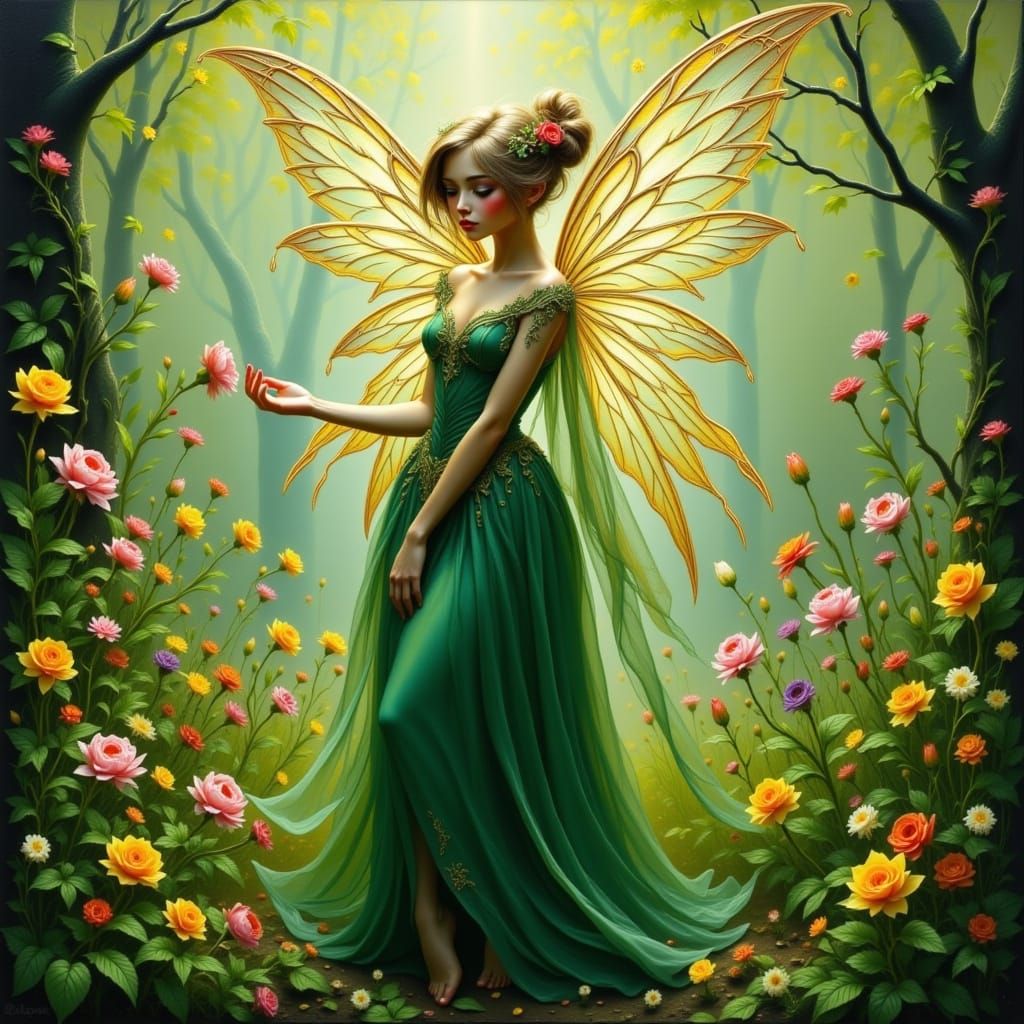 "Springtime Fairy in green" - Whimsical Springtime Fairy in ...