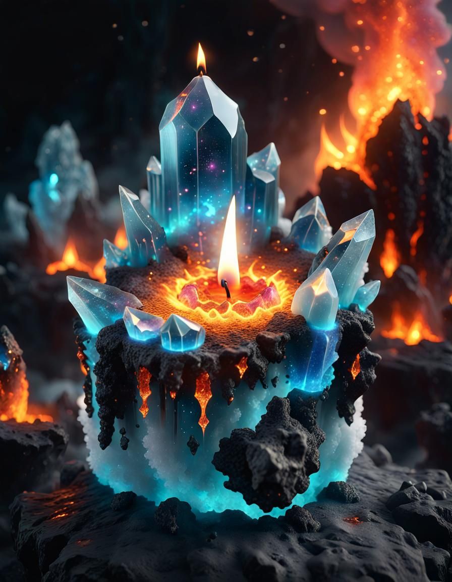 A Volcanic Crystal Candle - AI Generated Artwork - NightCafe Creator