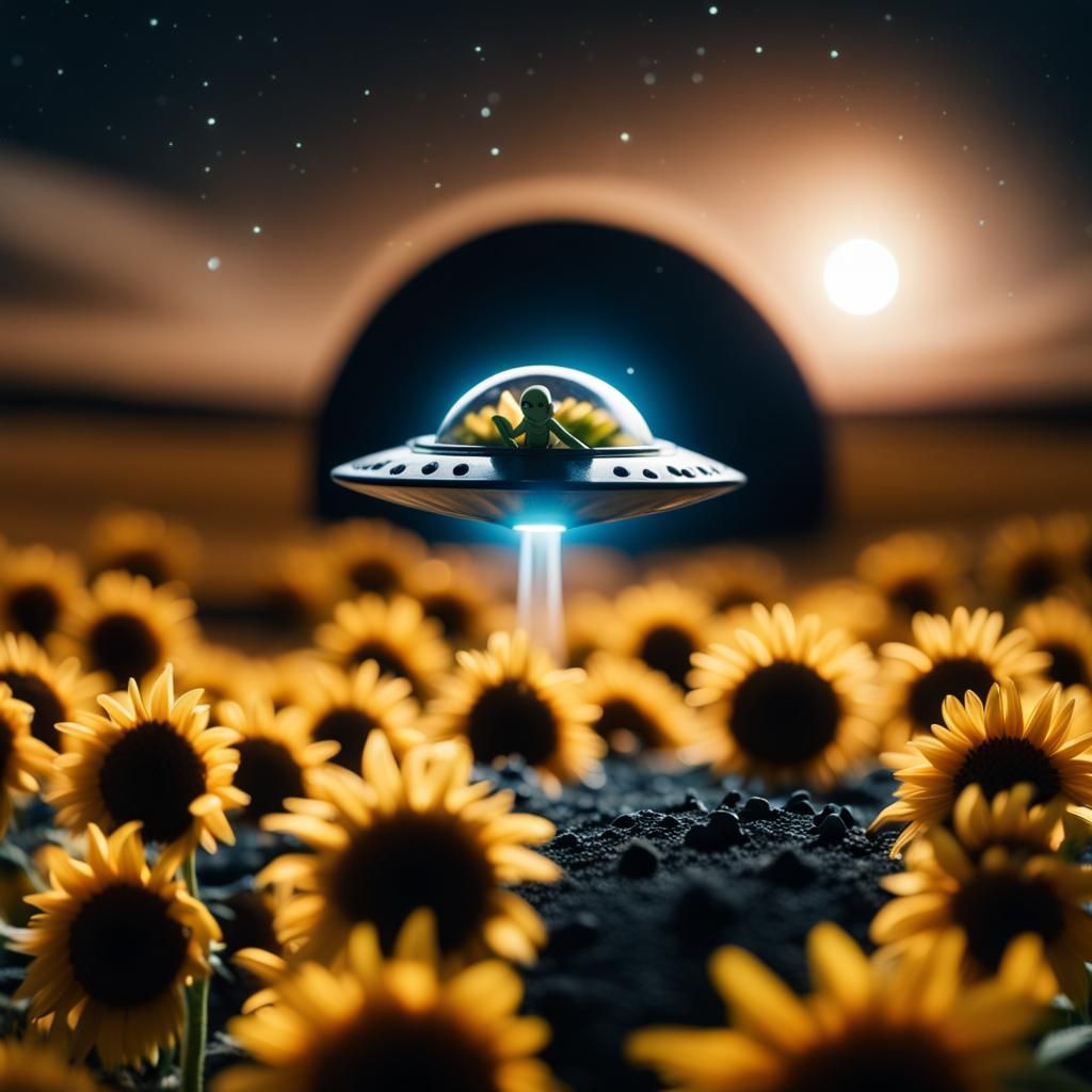 Photograph, small tiny miniature alien spaceship with alien in it on ...