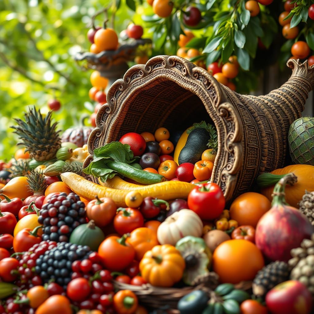 cornucopia, the mandela effect, hingly detailed and colorful scene ...