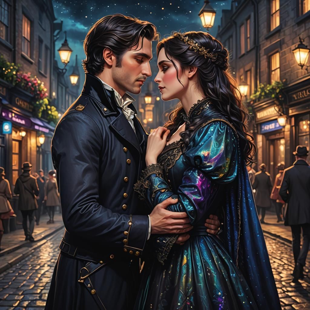 a charming dark-haired male spectral and a dark-haired female spectral ...