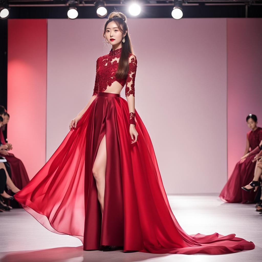 Shades Of Red Wide Evening Gowns Realistic & Simple. Redone. - AI Generated Artwork - NightCafe ...