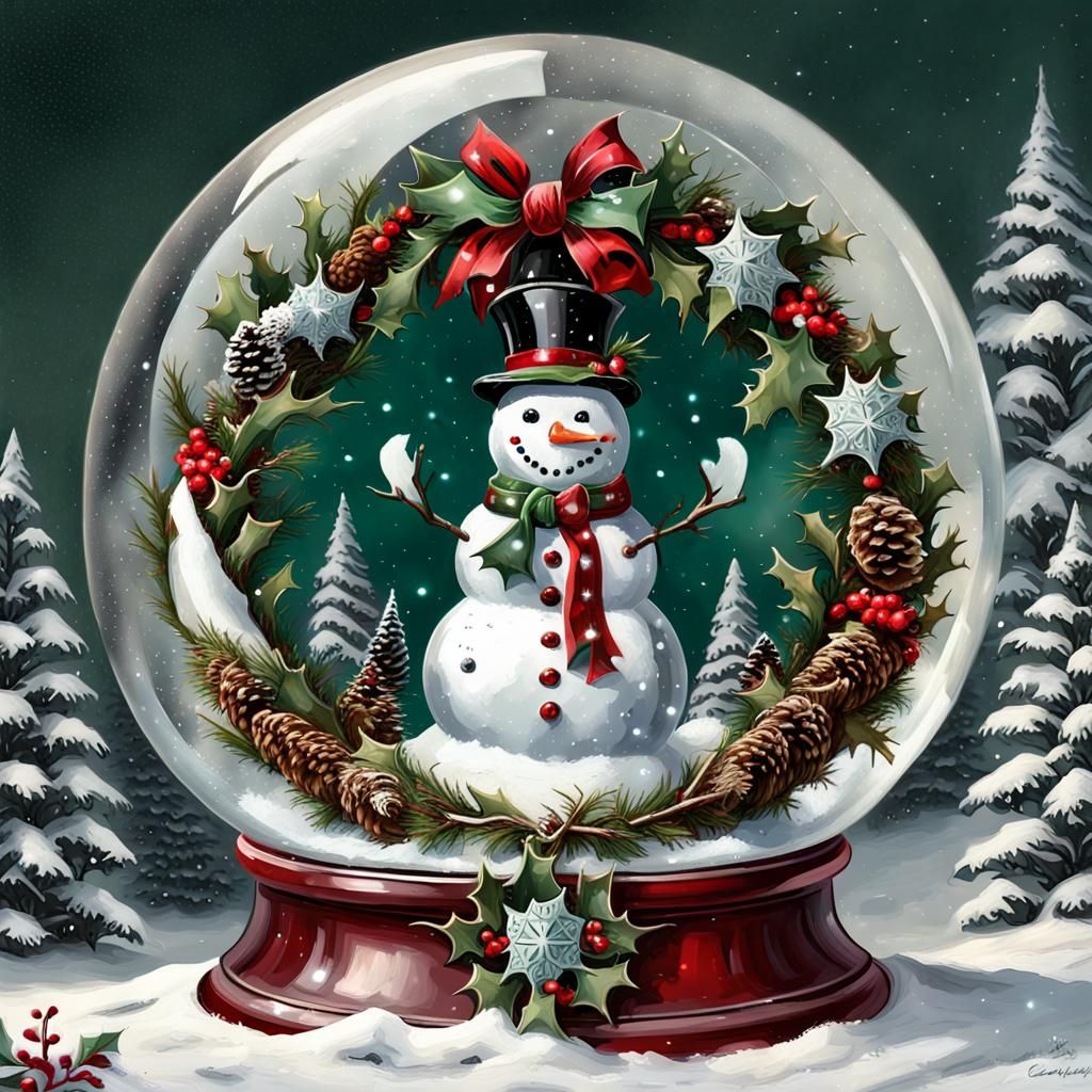 Snowman Snow Globe - AI Generated Artwork - NightCafe Creator