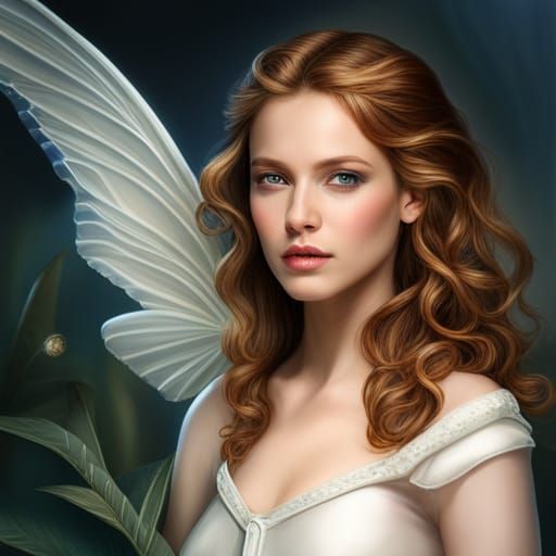 Create an image of a breathtakingly beautiful fairy with a face that ...