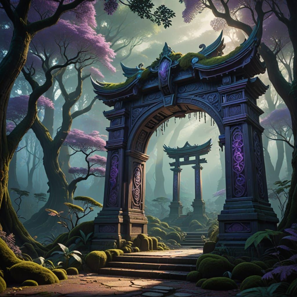 a simple shindo arch - Surreal Shinto Arch in Mystical Fores...