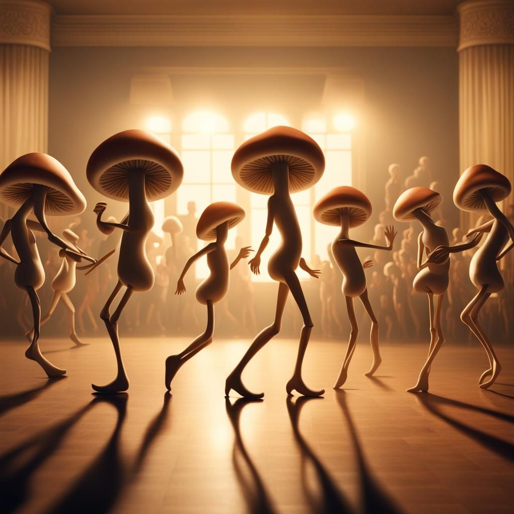 Dancing mushroom people - AI Generated Artwork - NightCafe Creator
