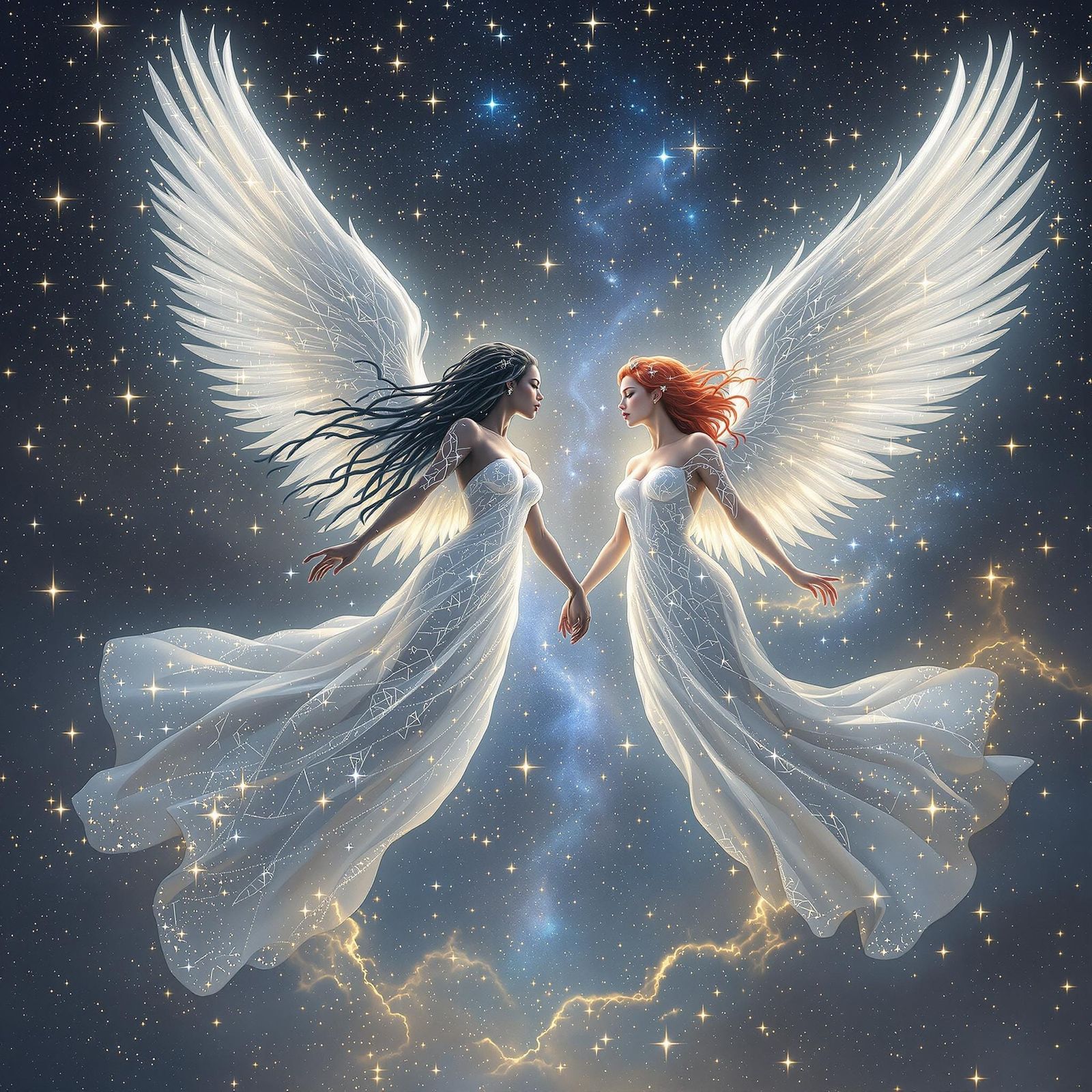 Angels celebrating the creation of the universe