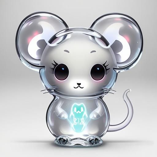 Adorable cute Bioluminescent chibi ghost mouse, adorable ghostly mouse ...