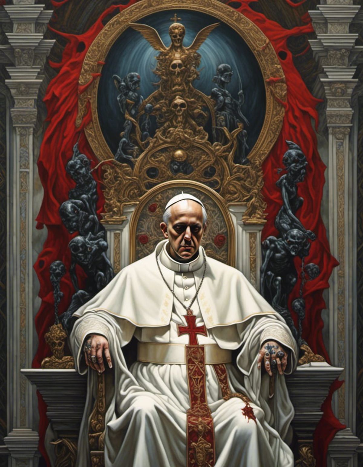 The pope; demon in disguise, hypocrite, horror, sinister, Macabre, Evil ...