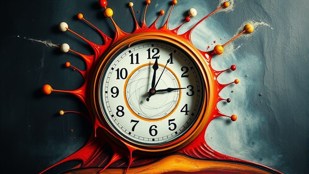 Surrealist Melting Clock in Vibrant Colors - AI Art