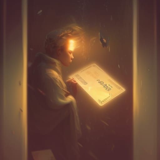 Tiny Sprite and the Big Card - AI Generated Artwork - NightCafe Creator