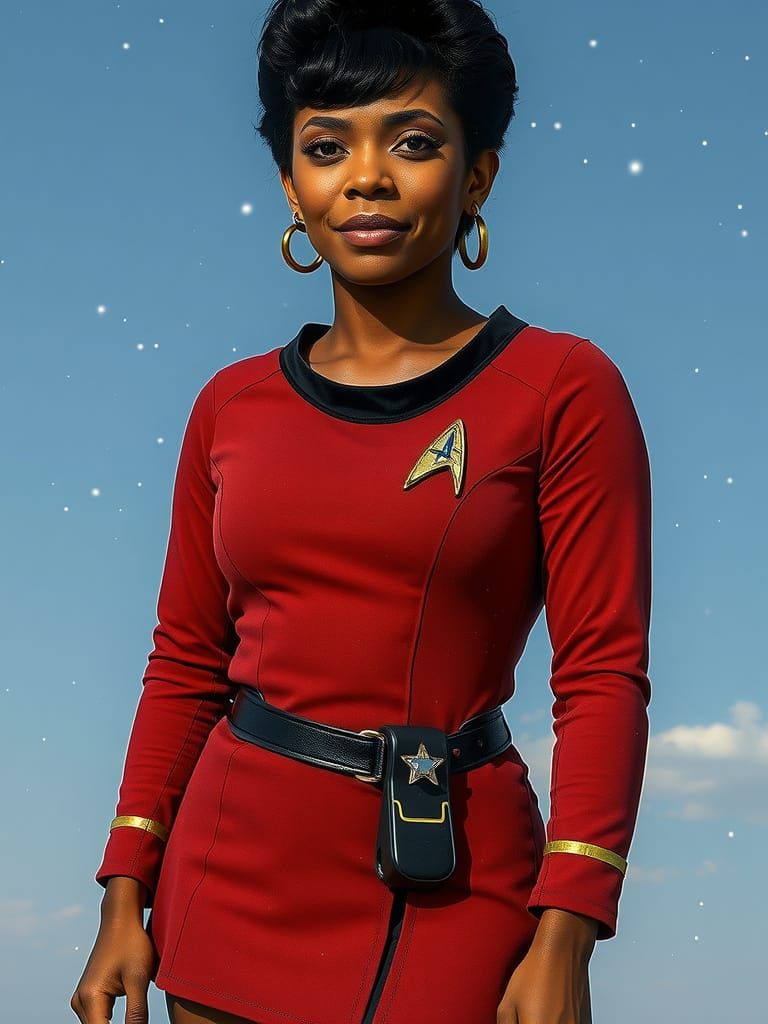 Lieutenant Uhura in Starfleet Uniform with Stars - AI Art