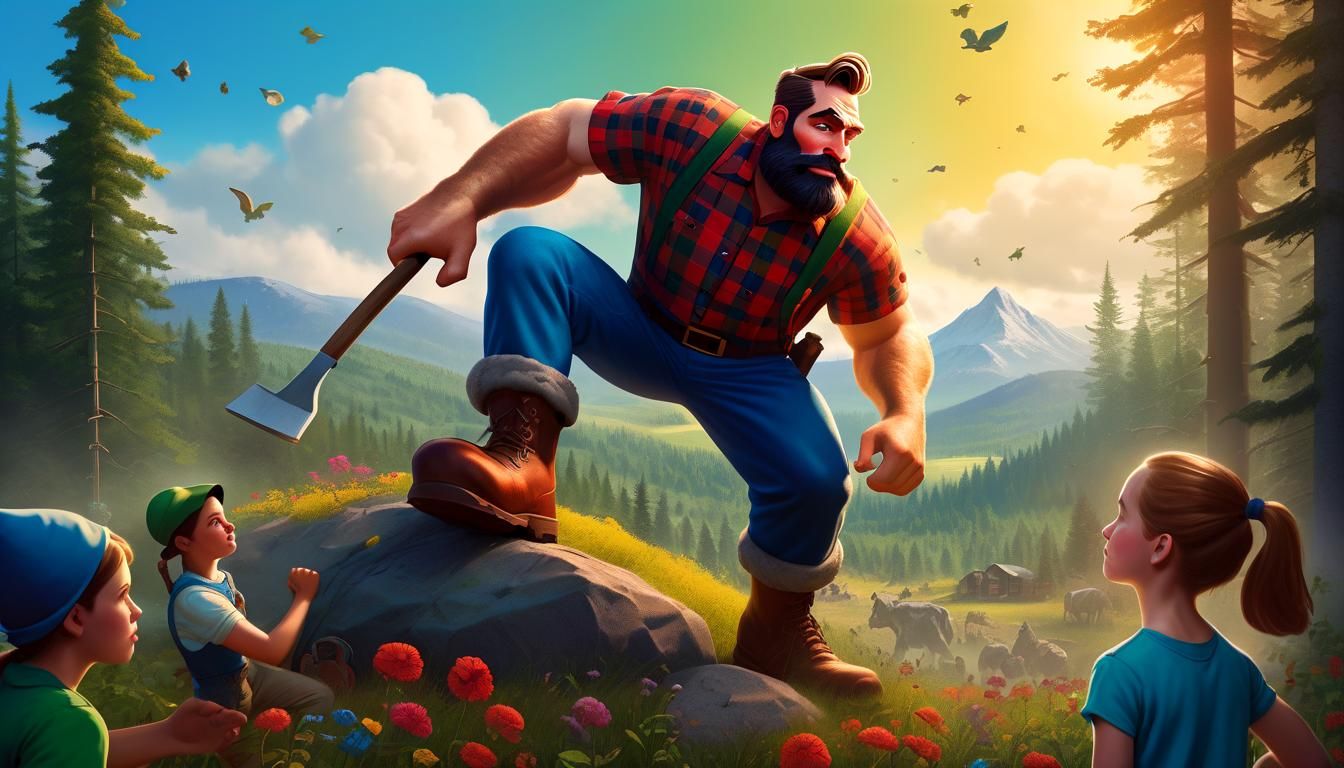 Paul Bunyan telling stories - AI Generated Artwork - NightCafe Creator