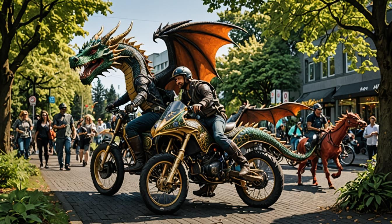 Dragon Riders of Portland Oregon - AI Generated Artwork - NightCafe Creator