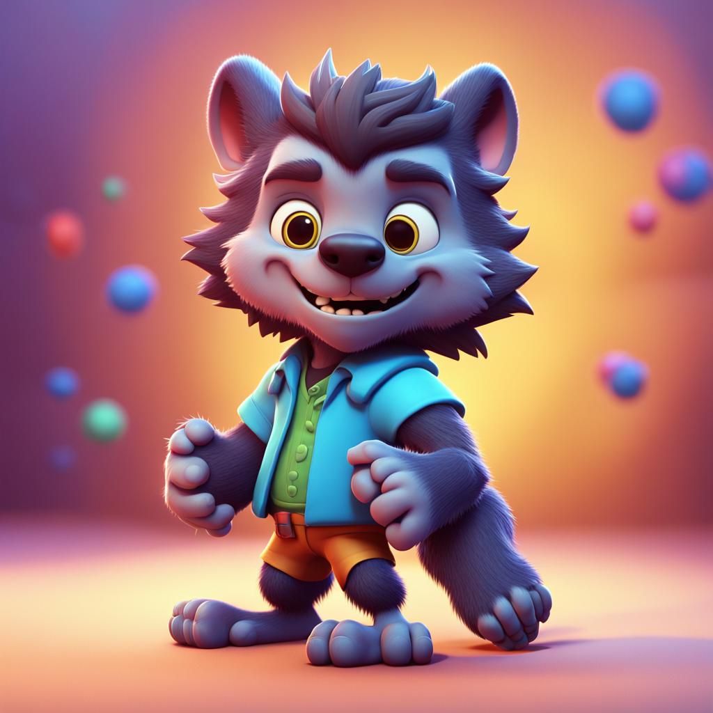 Cute Cartoon Wolfman - AI Generated Artwork - NightCafe Creator