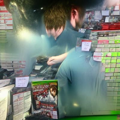 Brown haired CEX worker selling video games CryEngine - AI Generated ...