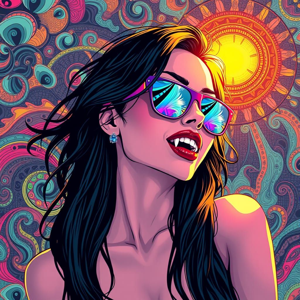 Ethereal Vampire in Surrealist Dreamscape with Vib... - AI Art