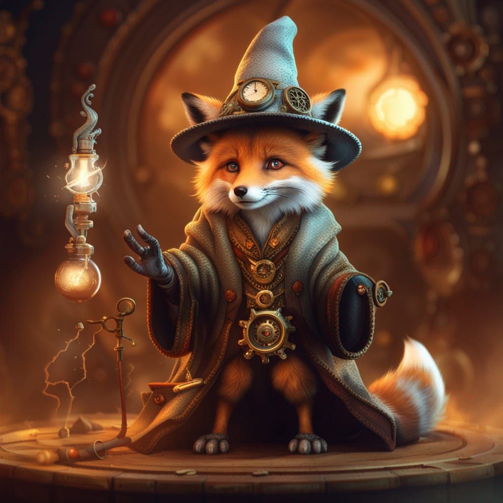 Steampunk wizard fox. - AI Generated Artwork - NightCafe Creator