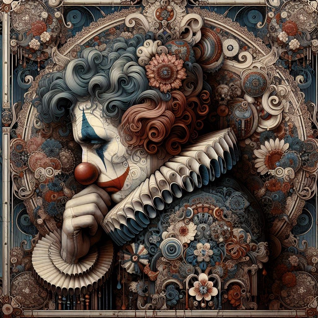 A deeply melancholic, highly detailed digital painting of a sorrowful ...