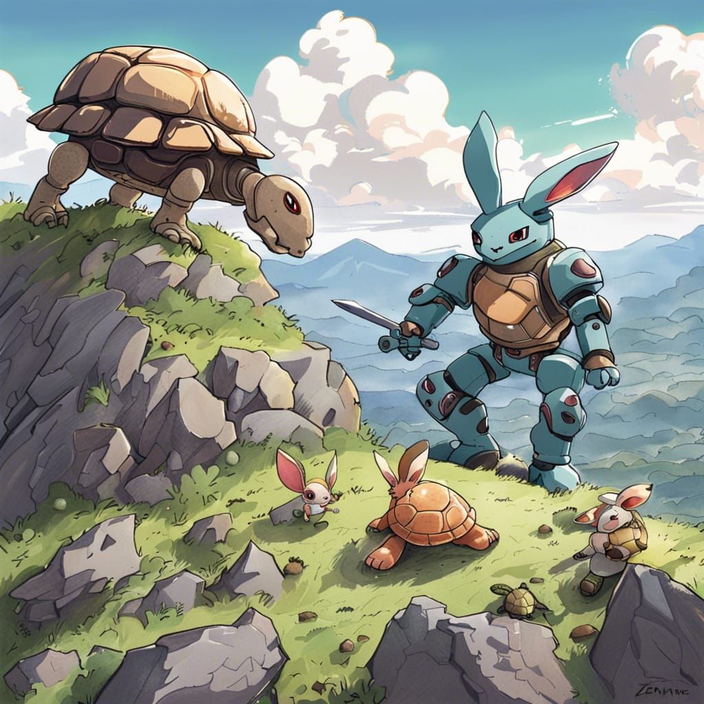 Turtle vs Rabbit - AI Generated Artwork - NightCafe Creator