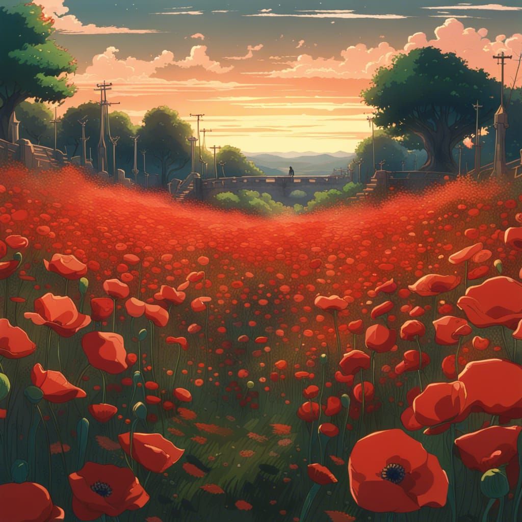 A field of poppy flowers - AI Generated Artwork - NightCafe Creator