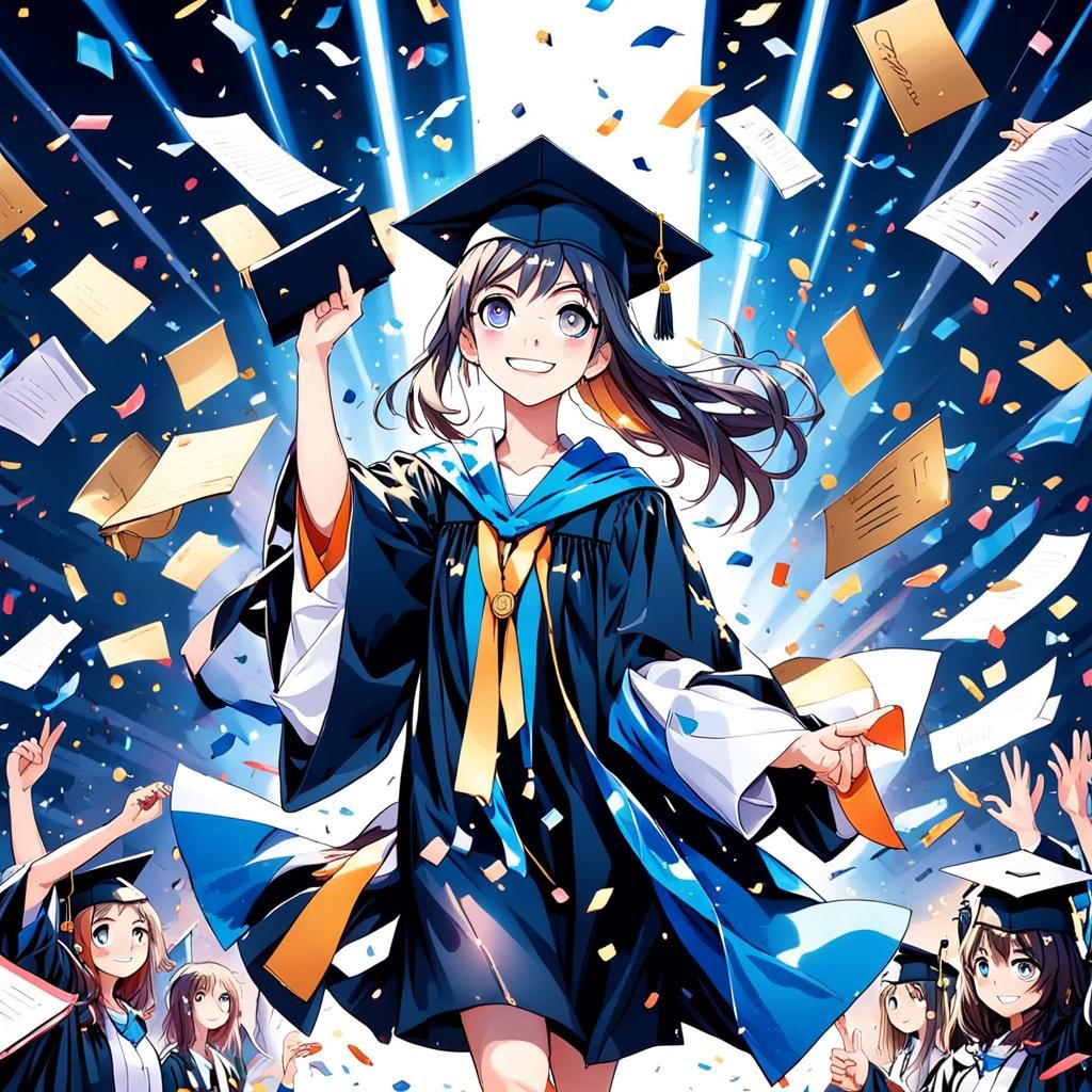 Sparkling Success: Graduation Day of the Anime Star - AI Generated ...