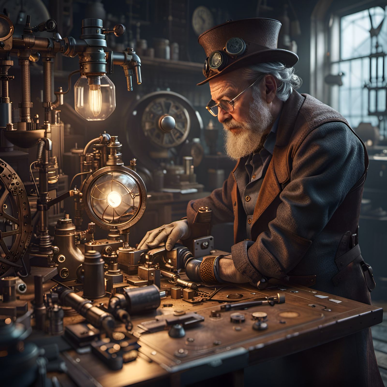 Finishing his life's work, a real time machine - AI Generated Artwork ...