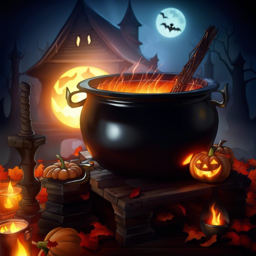 Cauldron , halloween themes, sharp details, intricate details ...