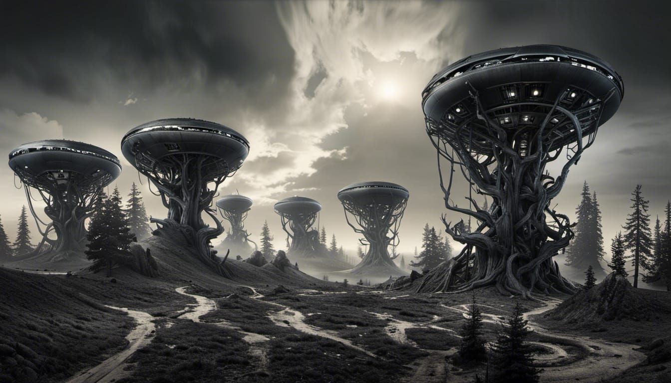 [HR Giger][MC Escher][alien tribal zombiecore research station towers ...