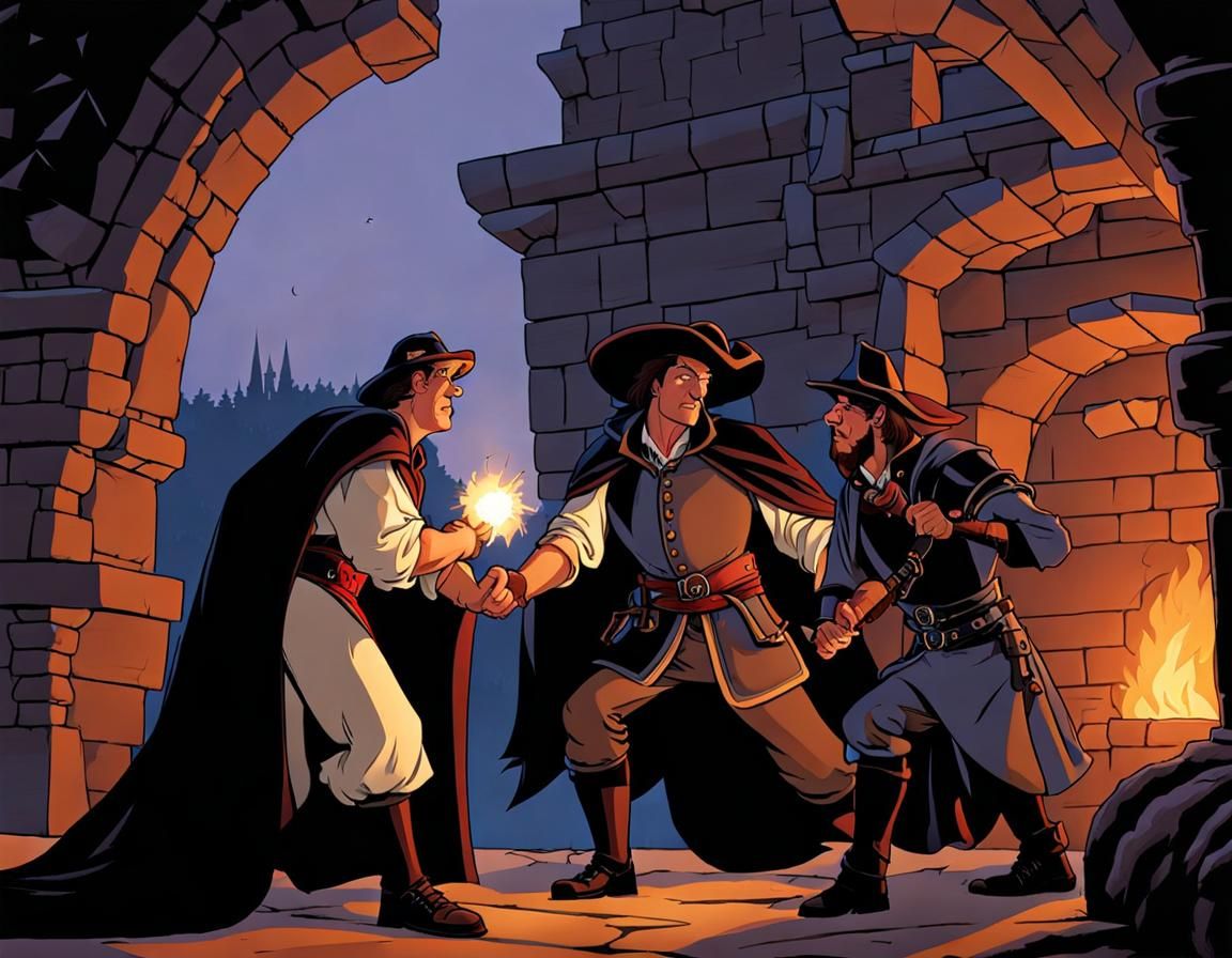 The D drama : "dumb dude duels duke Duncan, dubious Dutch dungeon ...