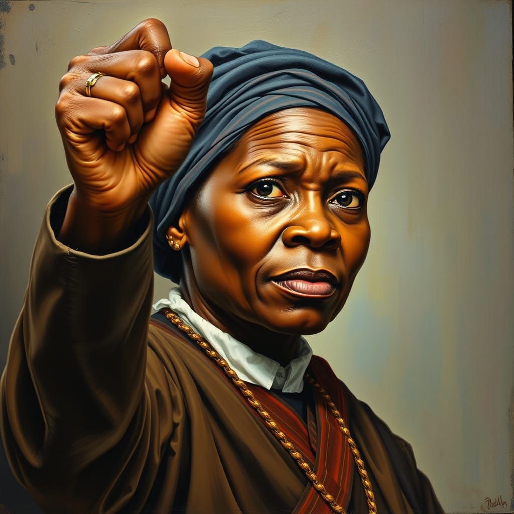 A Heroic Portrait of Harriet Tubman in Oil - AI Art