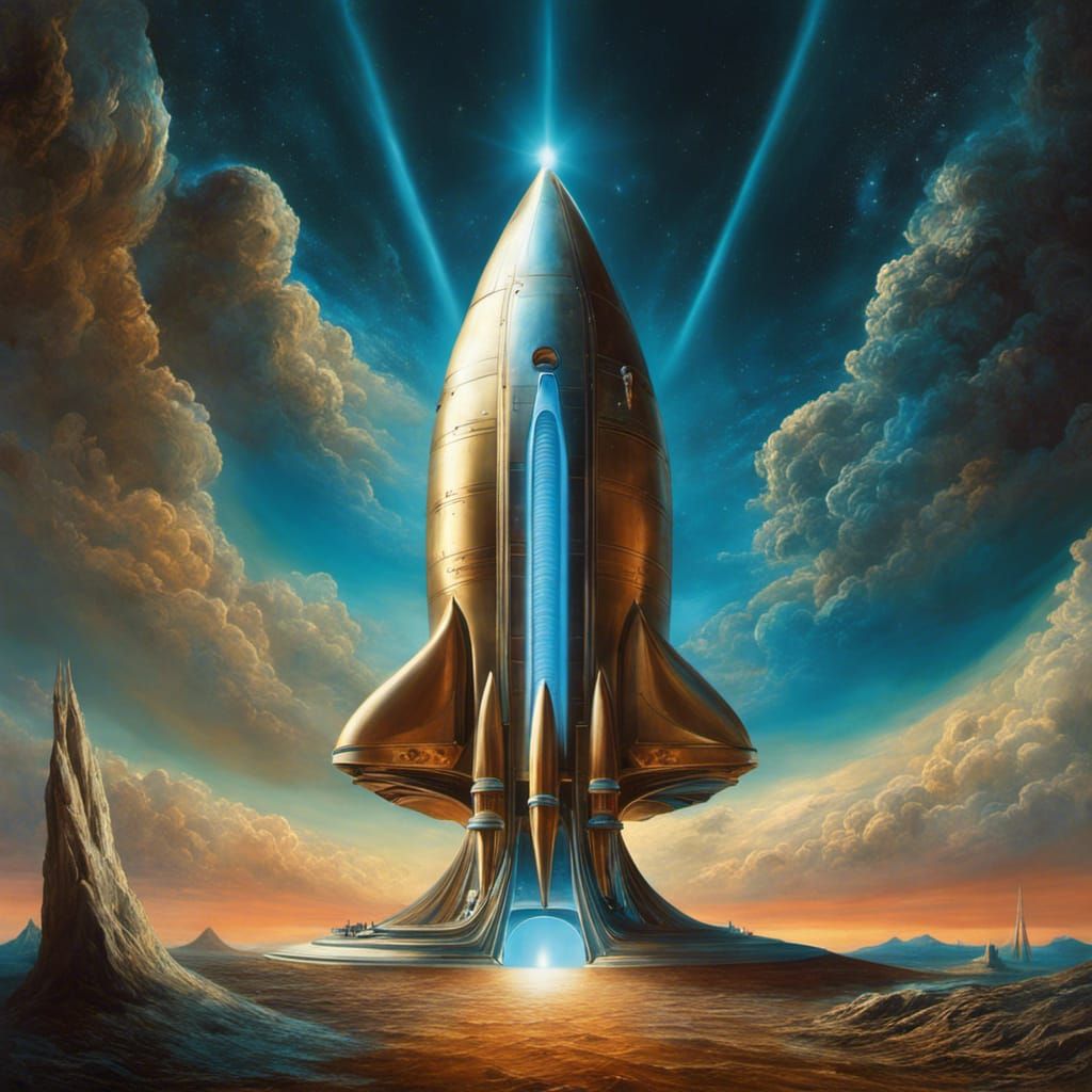Retro futuristic metallic rocketship - AI Generated Artwork - NightCafe ...