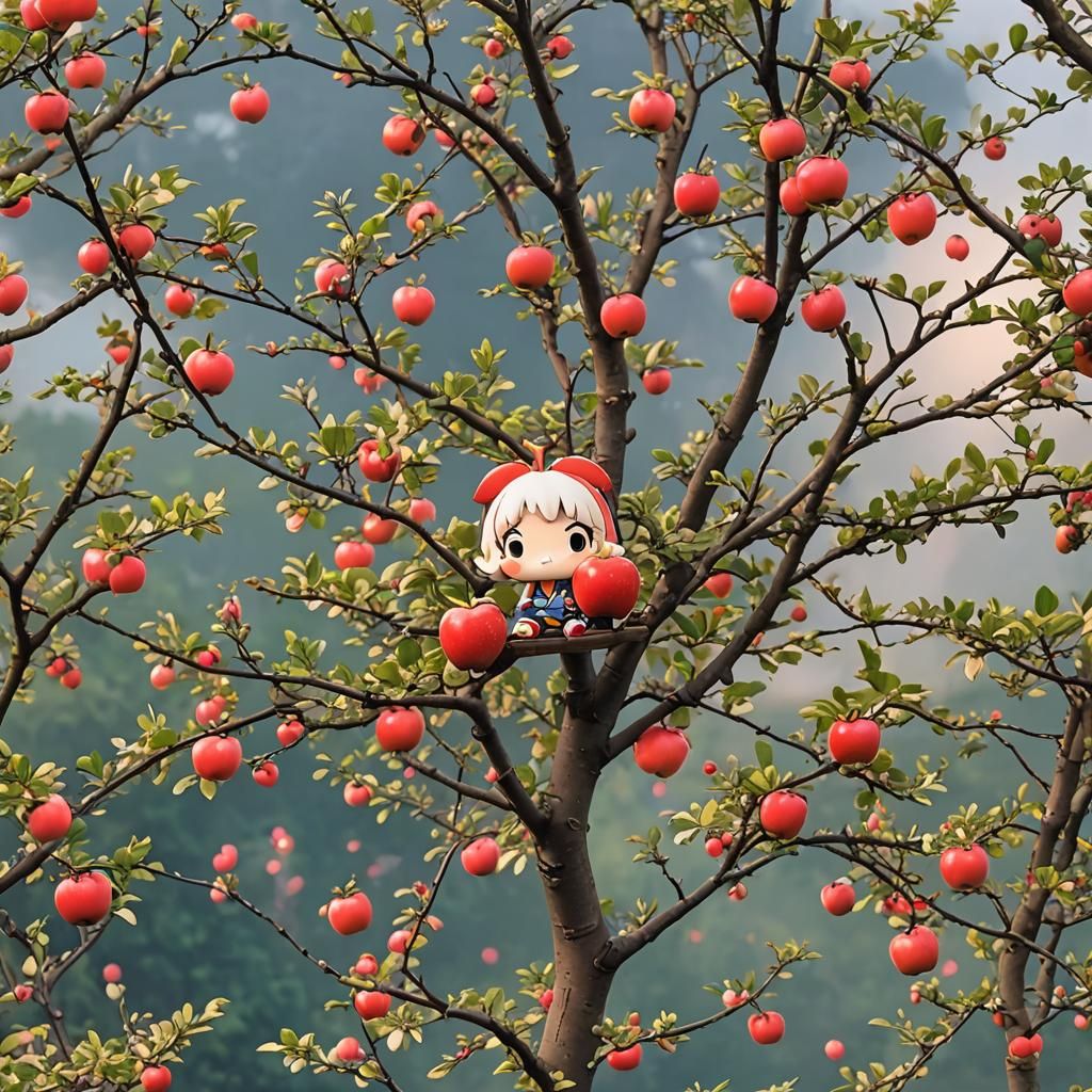 Chibi apple in japan light at dawn - AI Generated Artwork - NightCafe ...