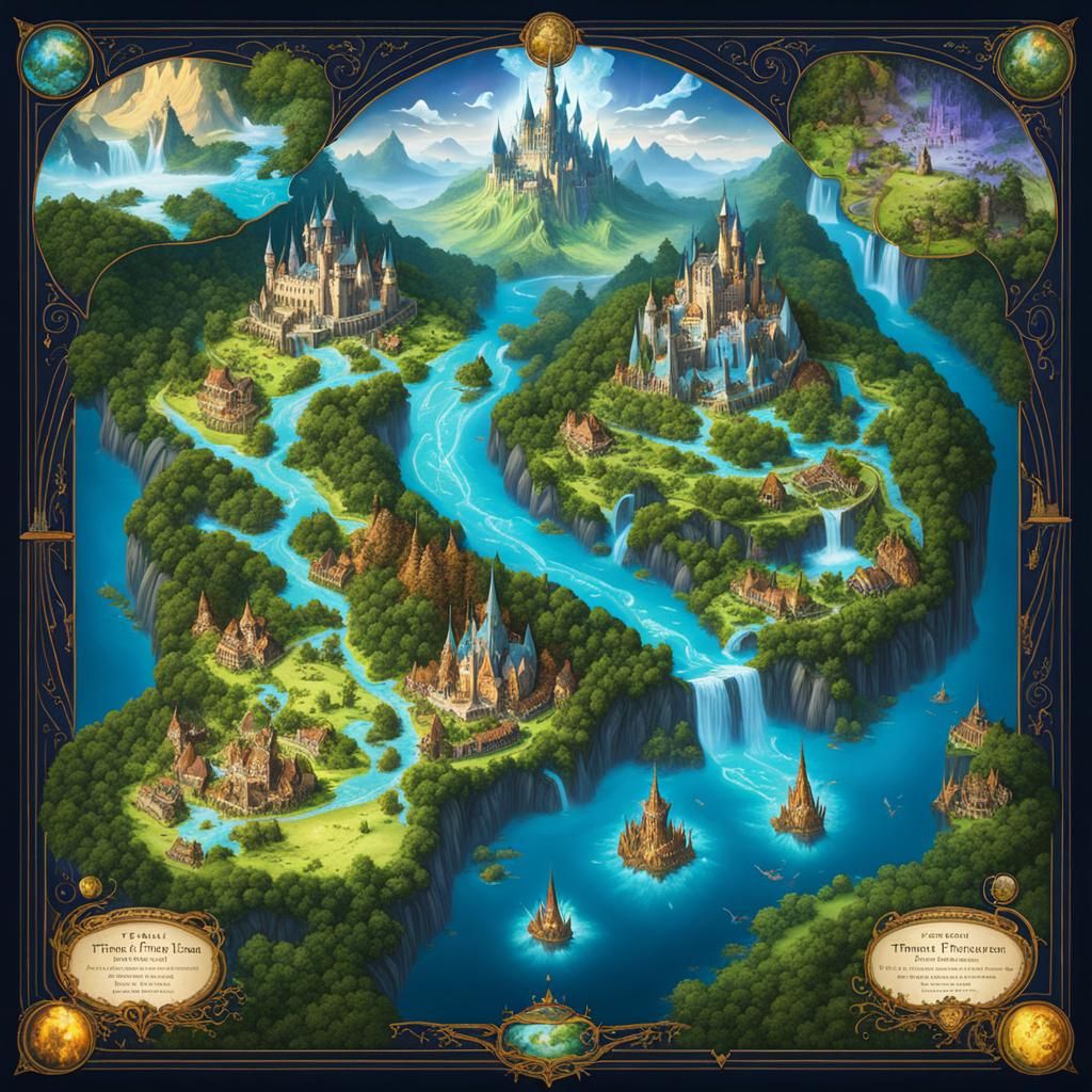 A map of three fairy realms side by side representing a fantasy land ...