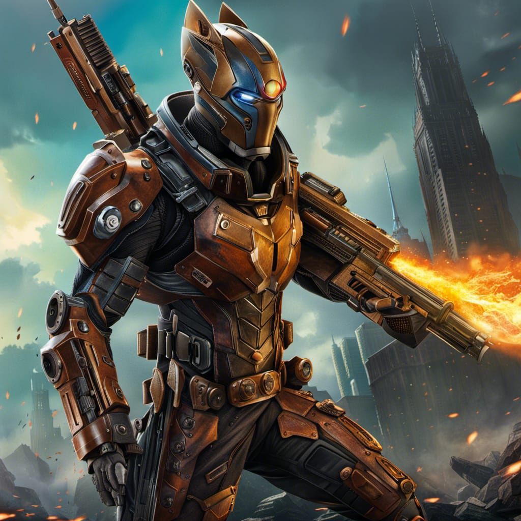 Groot in modern tactical gear with fantasy firearm. Highly detailed ...