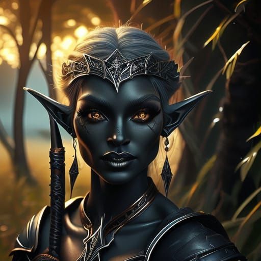 Drow elf warrior princess - Mysterious Drow Warrior Queen in...