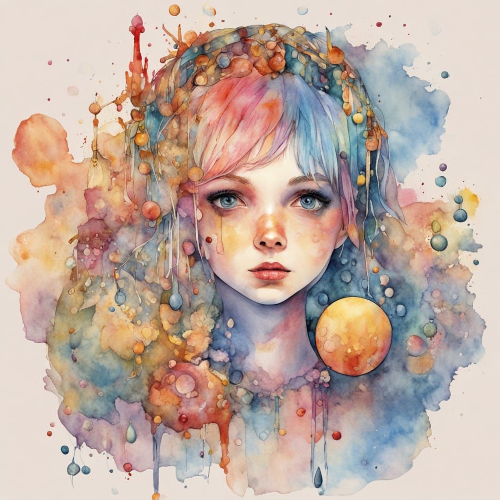 Kidcore, Liminal, Watercolor, Leonid Afremove Style