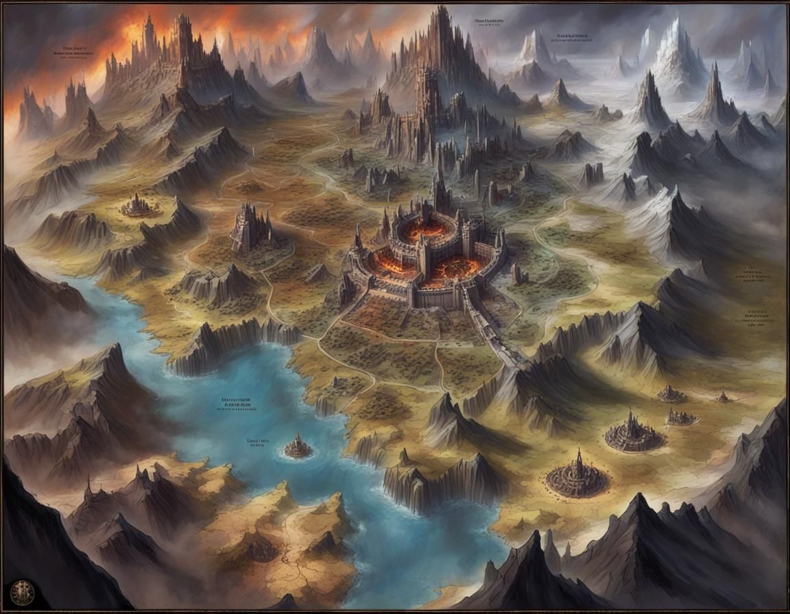 Diablo games. Realm of Chaos map with circular fortress. - AI Generated ...