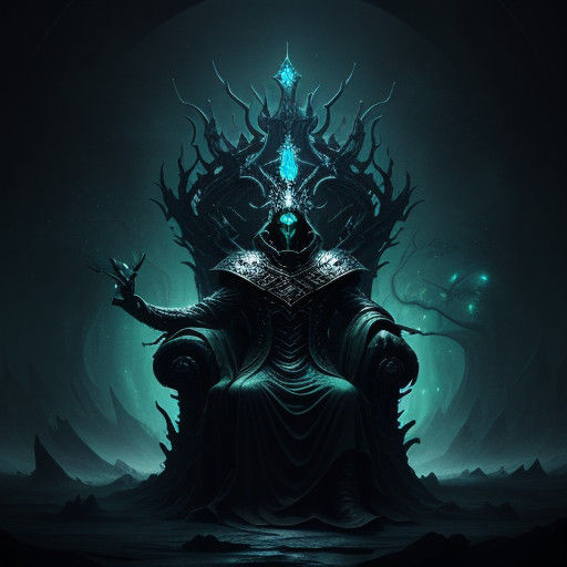 Space Predator King - Surreal Alien Predator King in Dark, M...