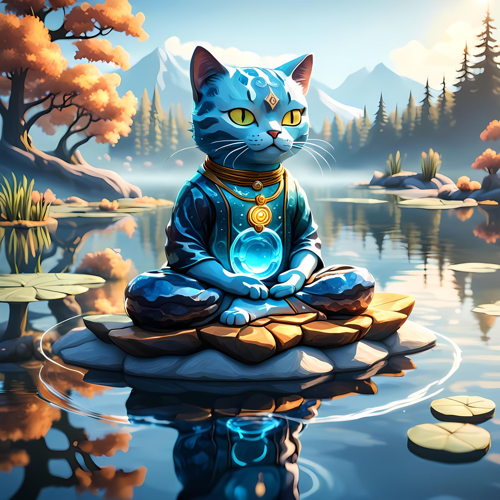 Meditating Cat - AI Generated Artwork - NightCafe Creator