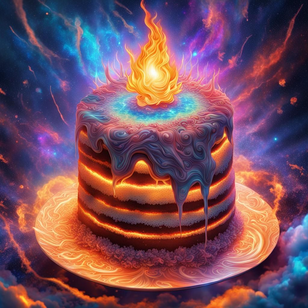 Cake on fire - AI Generated Artwork - NightCafe Creator