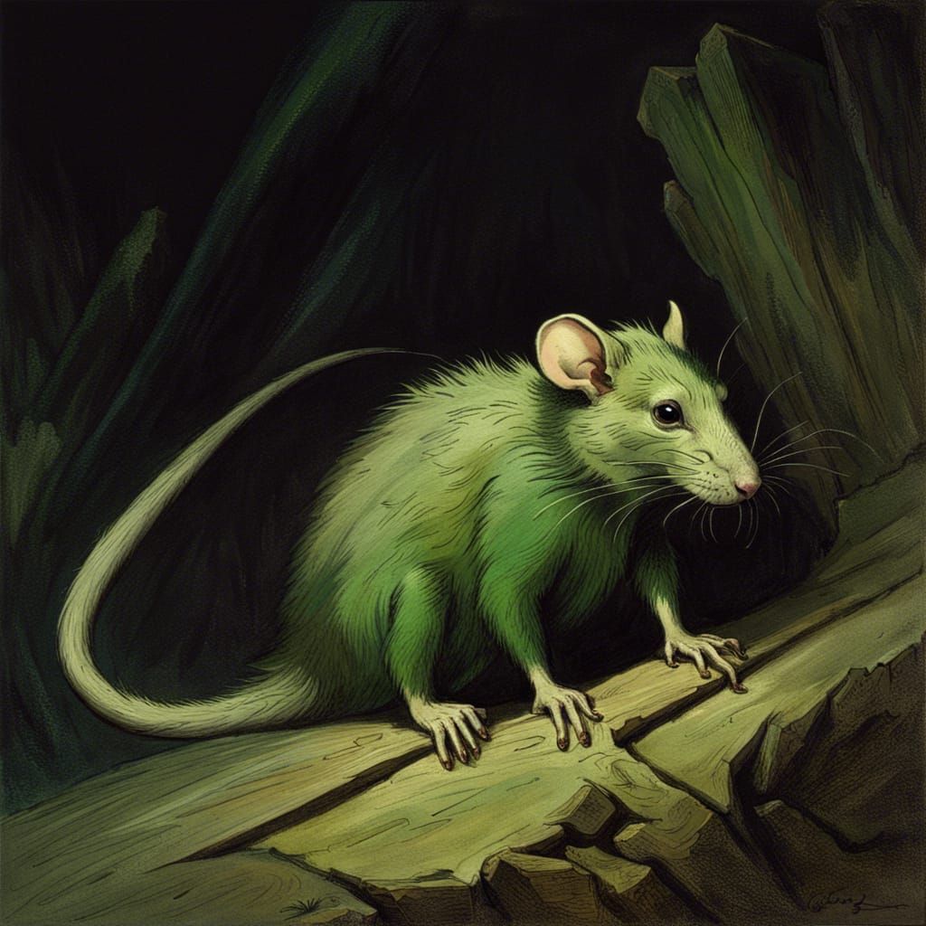 green furry rat with a long tail - AI Generated Artwork - NightCafe Creator