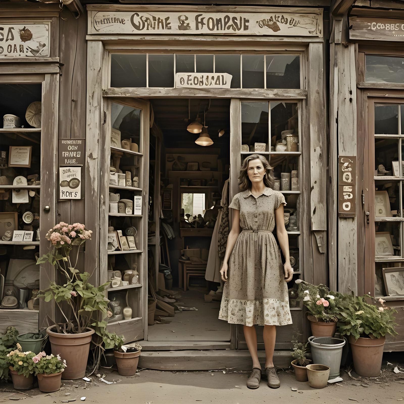 Abandoned Appalachian Antique Store Window Display - AI Art