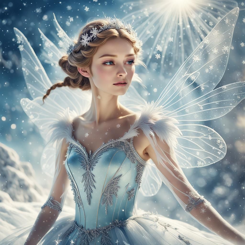Snow Fairy - Enchanting Snow Sprite in Celestial Flight